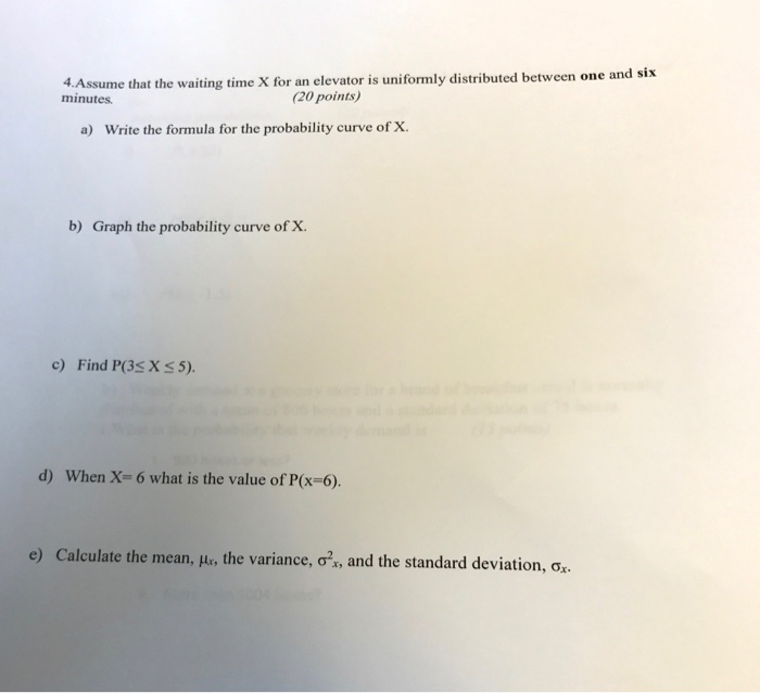 Solved Assume that the waiting time X for an elevator is | Chegg.com