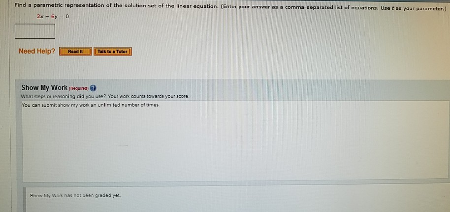 Solved Find a parametric representation of the solution set | Chegg.com