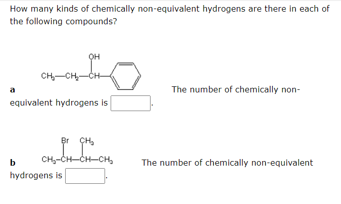Solved How many kinds of chemically non-equivalent hydrogens | Chegg.com