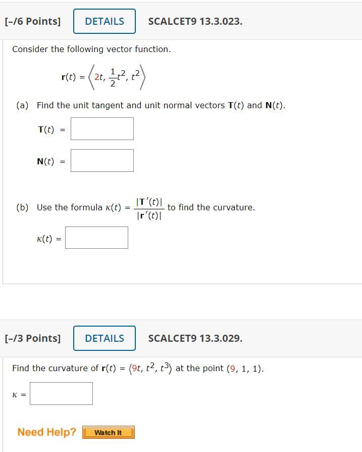 Solved - −16 Points] SCALCET9 13.3.023. Consider the | Chegg.com