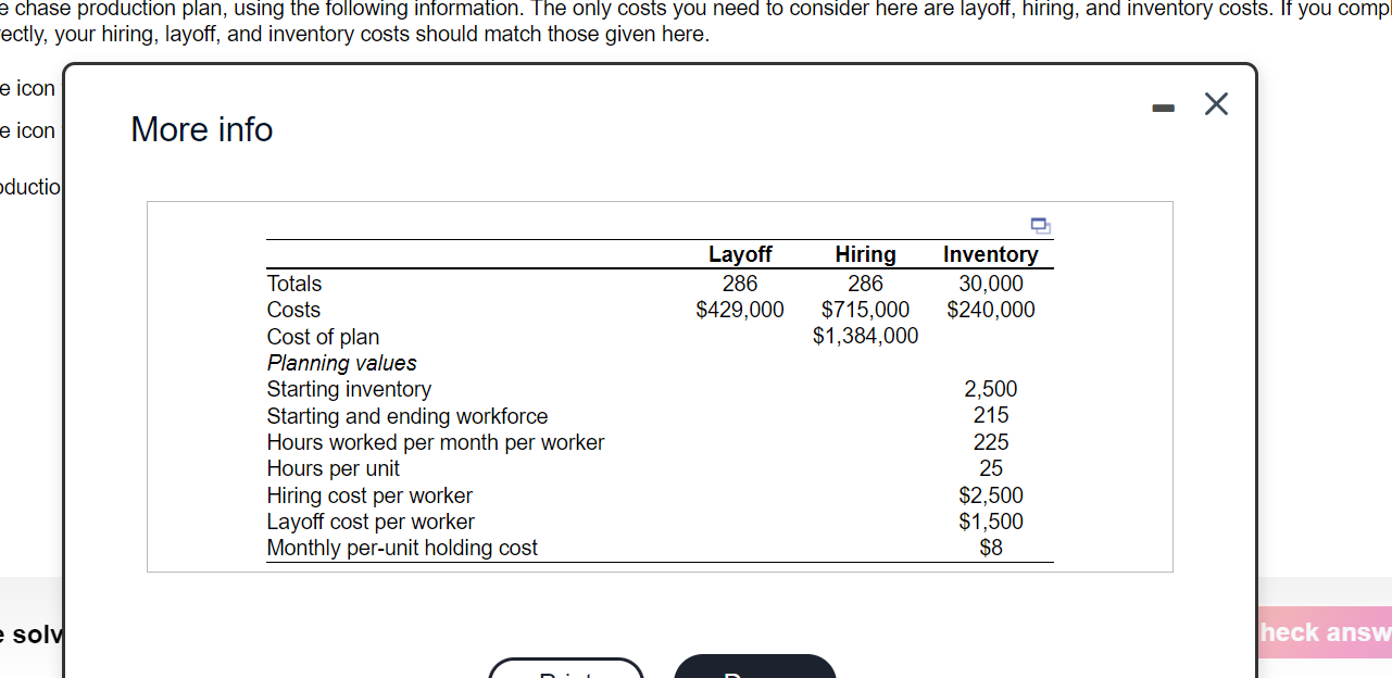Solved Complete the chase production plan, using the | Chegg.com