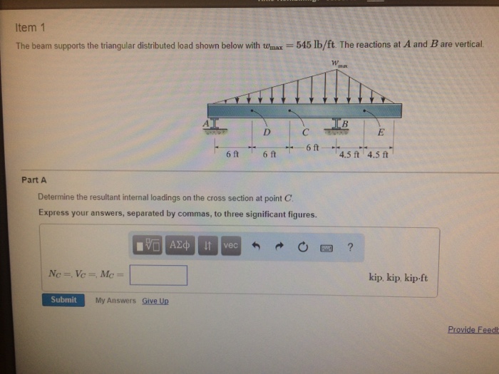 Solved The beam supports the triangular distributed load | Chegg.com