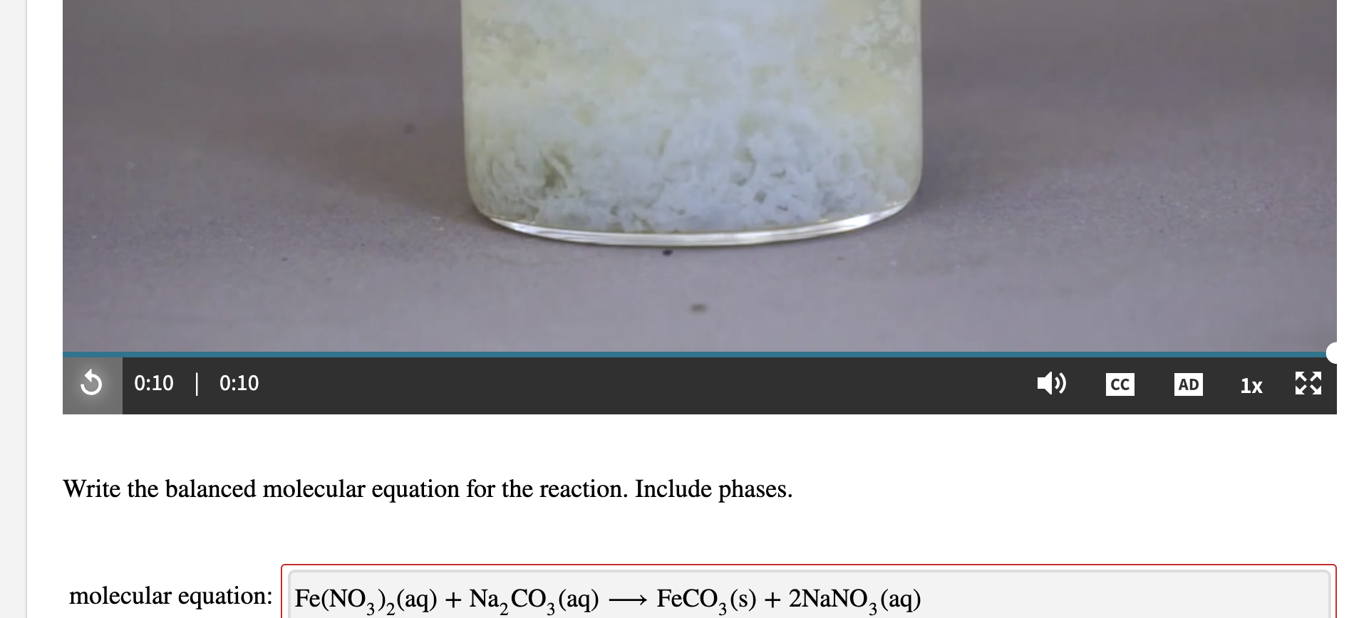 Solved The video shows the addition of aqueous sodium iodide | Chegg.com