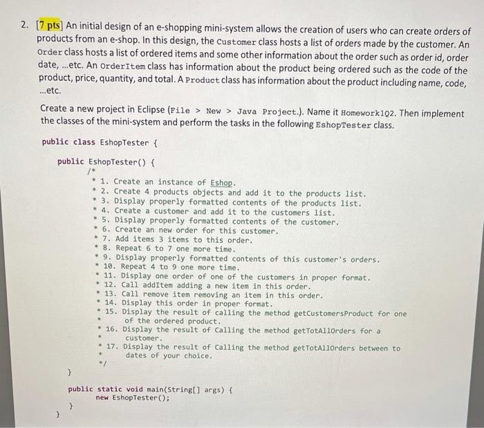 [7 pts] An initial design of an e-shopping | Chegg.com
