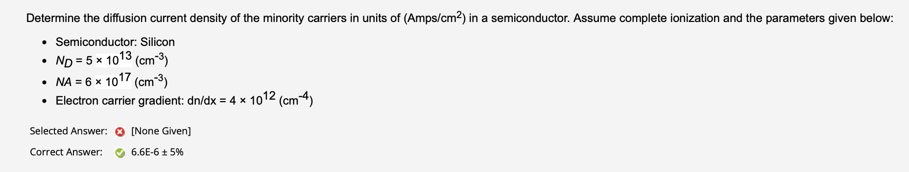 Solved Determine the diffusion current density of the | Chegg.com