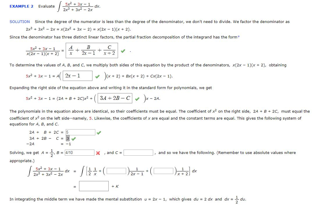 Solved EXAMPLE 2 Evaluate SOLUTION Since the degree of the | Chegg.com