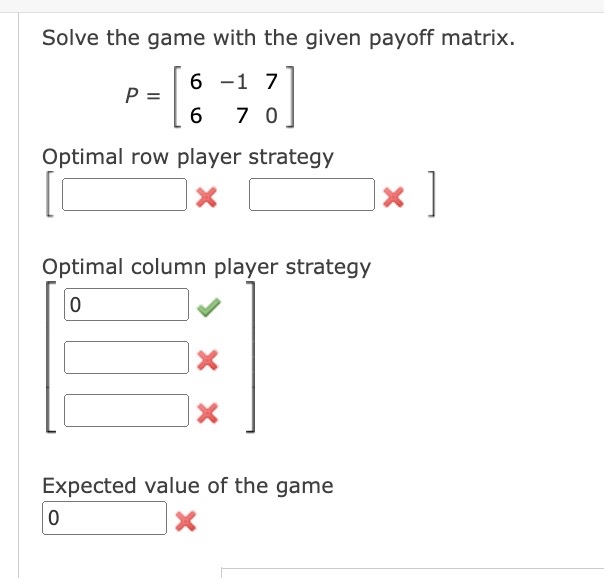 Solved Solve the game with the given payoff | Chegg.com