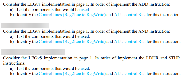 Consider the LEGv8 implementation in page 1. In order | Chegg.com
