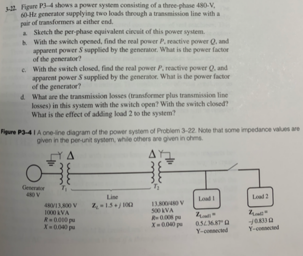 322. Figure P3−4 shows a power system consisting of a | Chegg.com