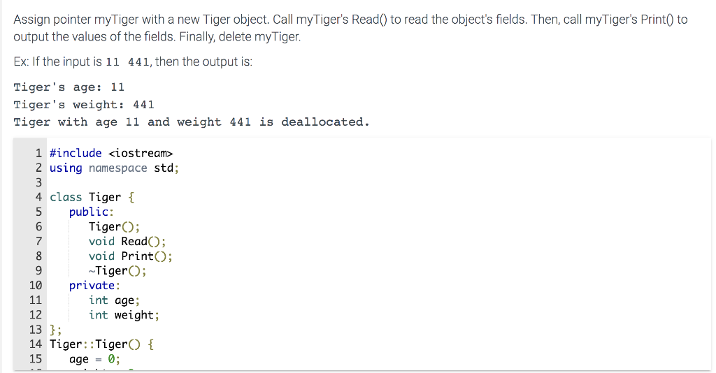 Solved Assign Pointer Mytiger With A New Tiger Object Call 