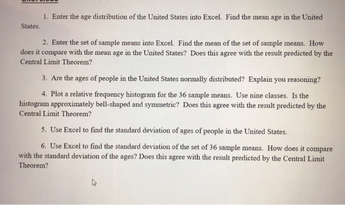Solved 1. Enter the age distribution of the United States | Chegg.com