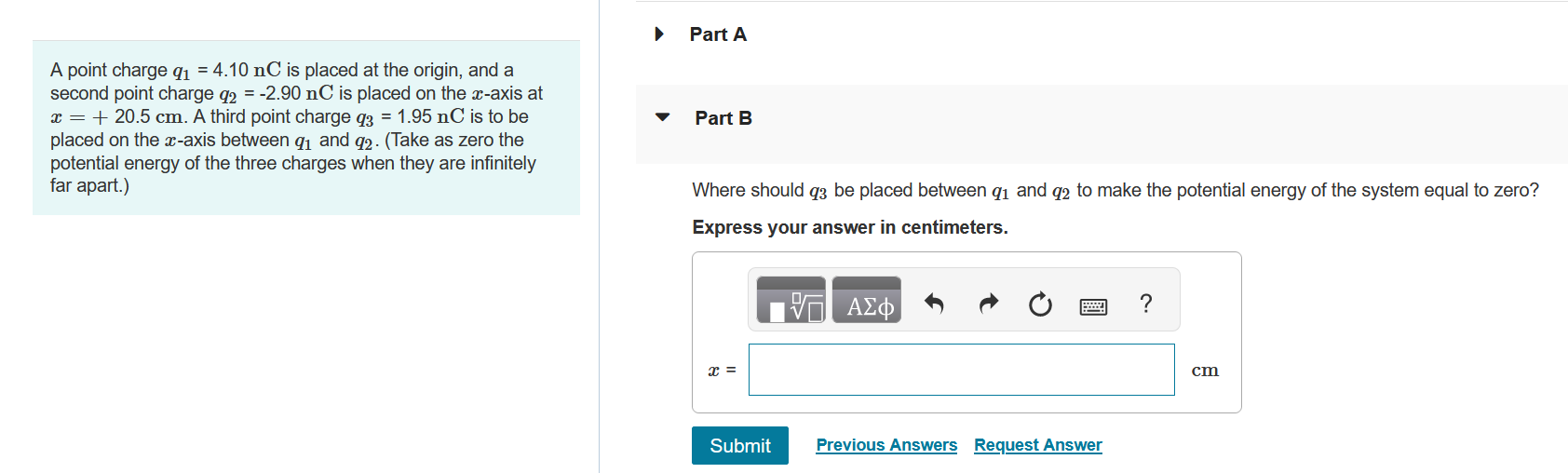 Solved Part AA point charge q1=4.10nC is placed at the | Chegg.com Solved Part AA point charge q1=4.10nC is placed at the | Chegg.com