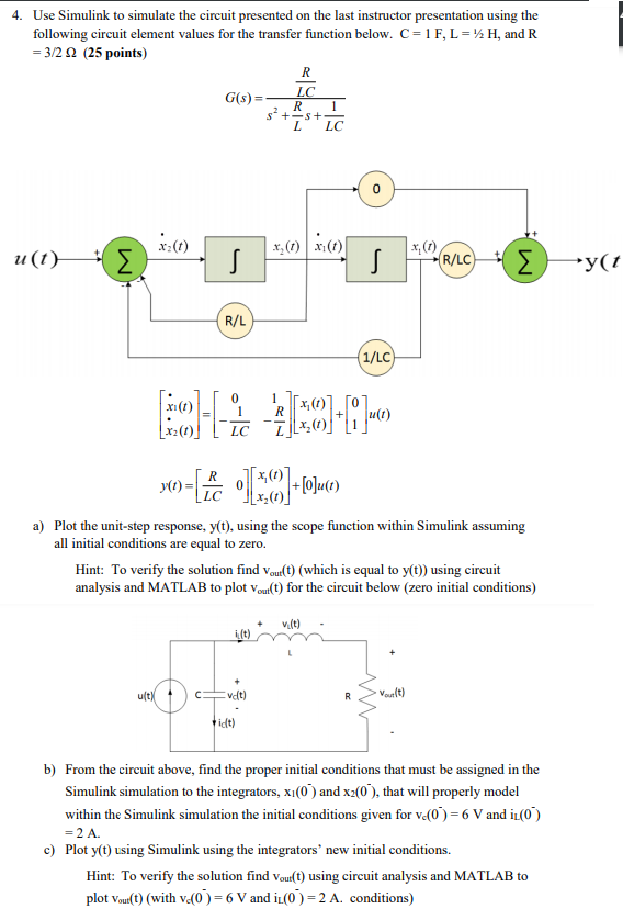 Solved 4. Use Simulink to simulate the circuit presented on | Chegg.com
