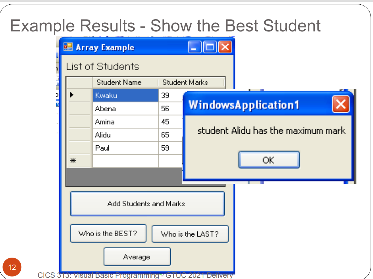 Solved A Visual Basic Application that will accept a list | Chegg.com
