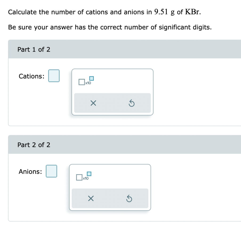 Solved Calculate the number of cations and anions in 9.51 g | Chegg.com