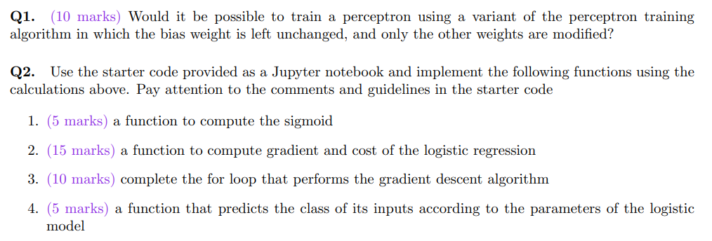 Q1. (10 marks) Would it be possible to train a | Chegg.com