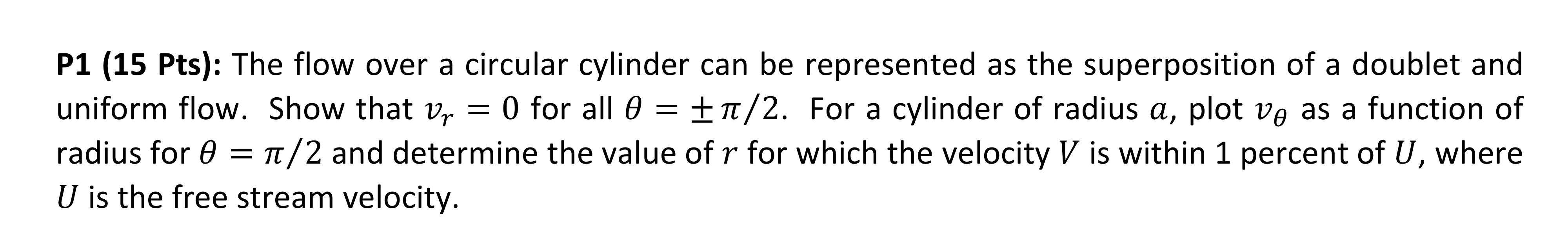 Solved P1 (15 Pts): The flow over a circular cylinder can be | Chegg.com