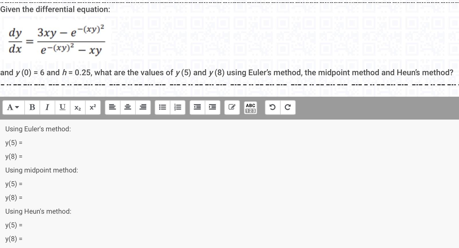 Solved Given the differential equation: - dy 3xy - e-(xy) dx | Chegg.com