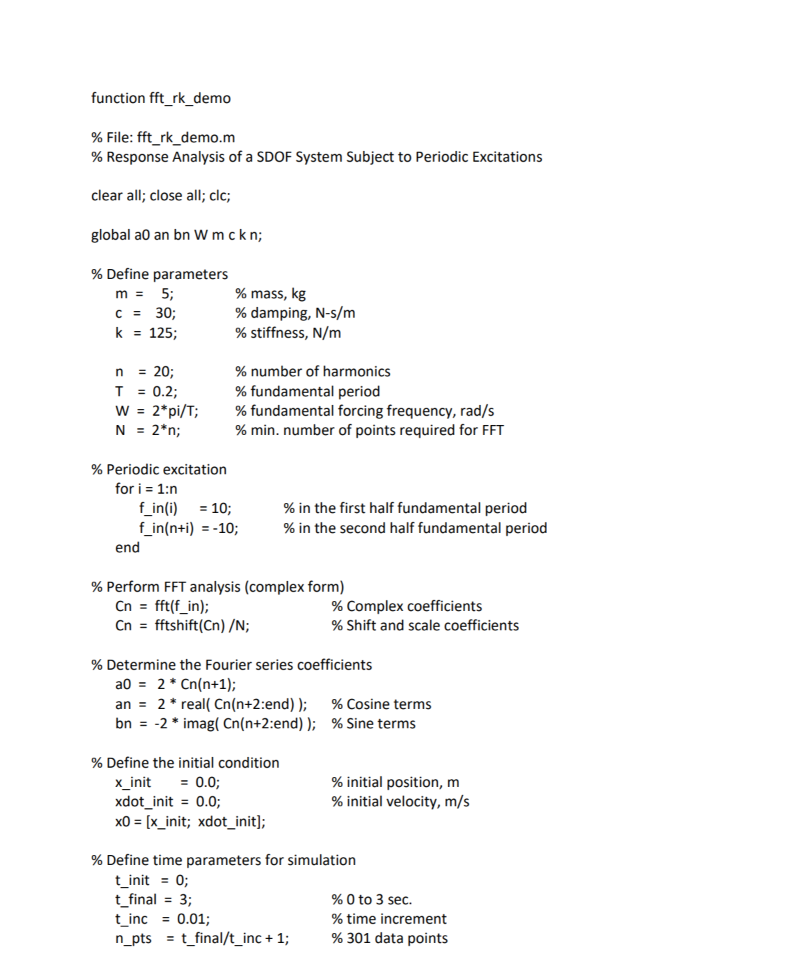 Solved Example code: function fft_rk_demo % File: | Chegg.com