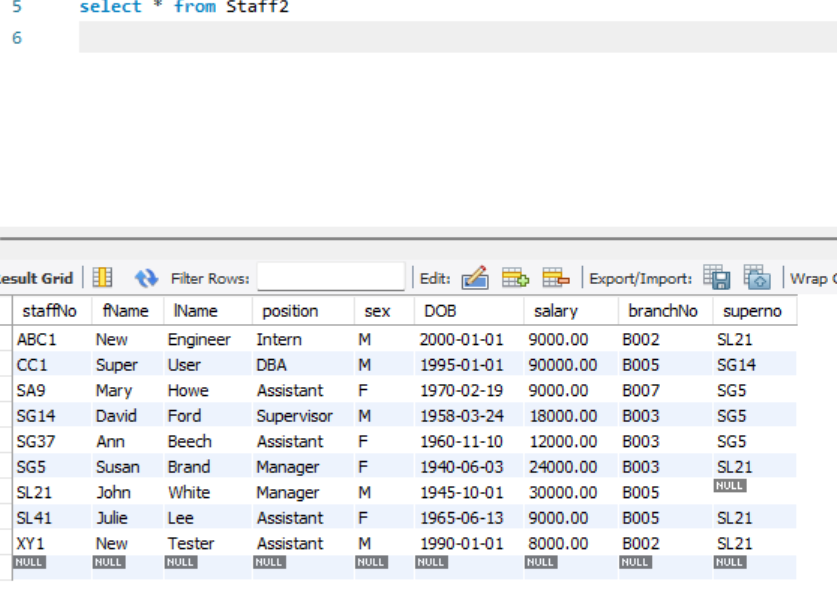 Solved create tables Staff2 and Branch based on the data in | Chegg.com