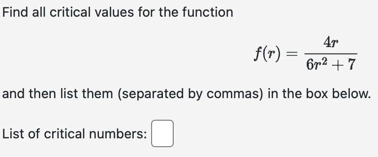 Solved Find all critical values for the function | Chegg.com