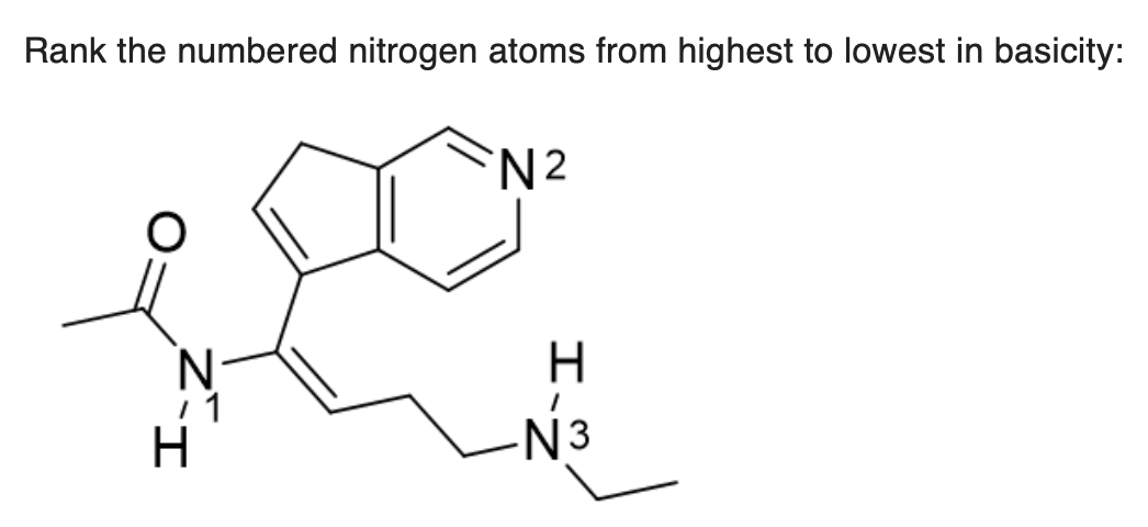 Solved Rank the numbered nitrogen atoms from highest to | Chegg.com