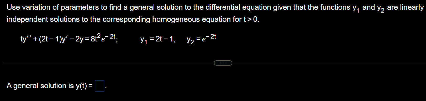 Solved Use variation of parameters to find a general | Chegg.com