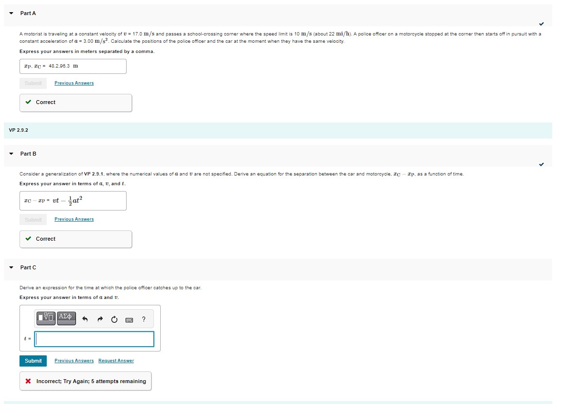 Solved constant acceleration of a=3.00 m/s2. Calculate the | Chegg.com