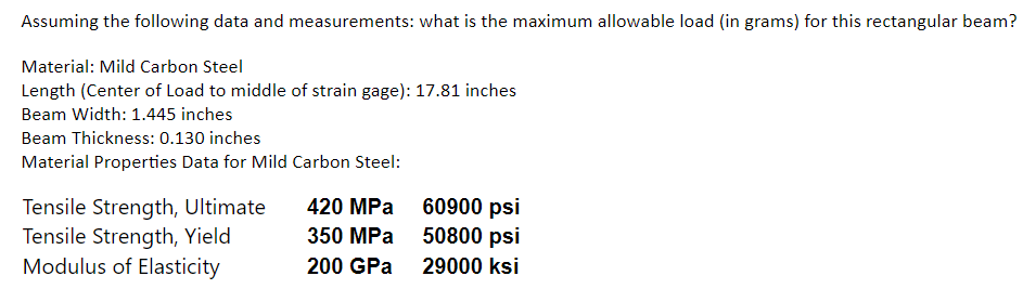 Solved Assuming the following data and measurements: what is | Chegg.com