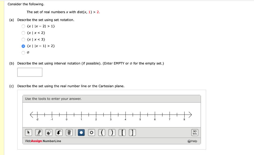 Solved Consider the following. The set of real numbers x | Chegg.com