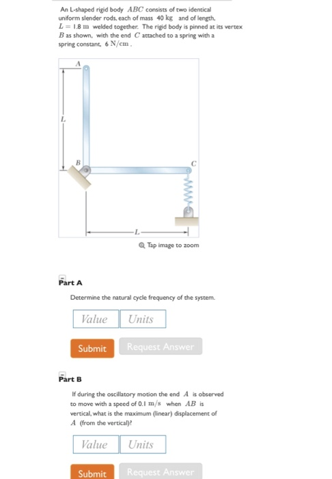 Solved An L-shaped rigid body ABC consists of two identical | Chegg.com