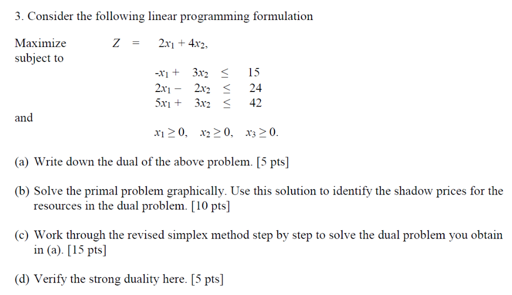 Solved 3. Consider the following linear programming | Chegg.com