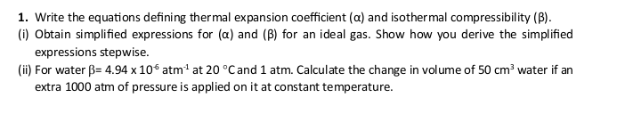 Solved Write the equations defining thermal expansion | Chegg.com