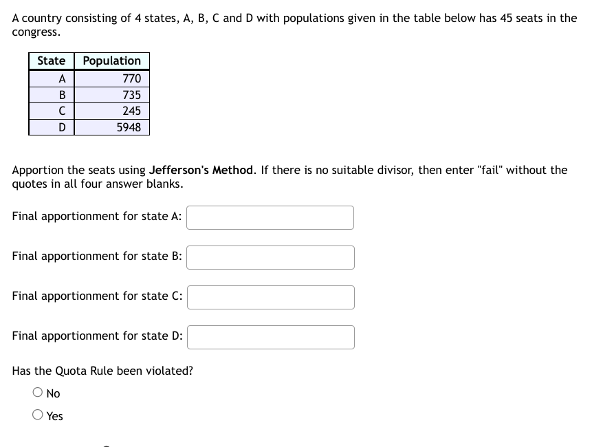 Solved A country consisting of 4 states, A, B, C and D with | Chegg.com