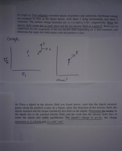 Solved 1) (15p) (a) Two infinitely extended sheets of | Chegg.com