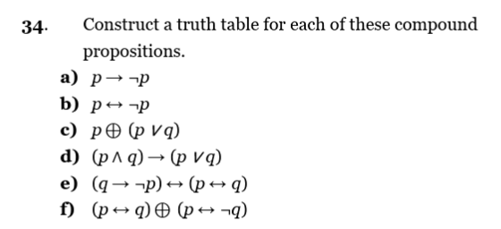 Solved 34. Construct a truth table for each of these | Chegg.com