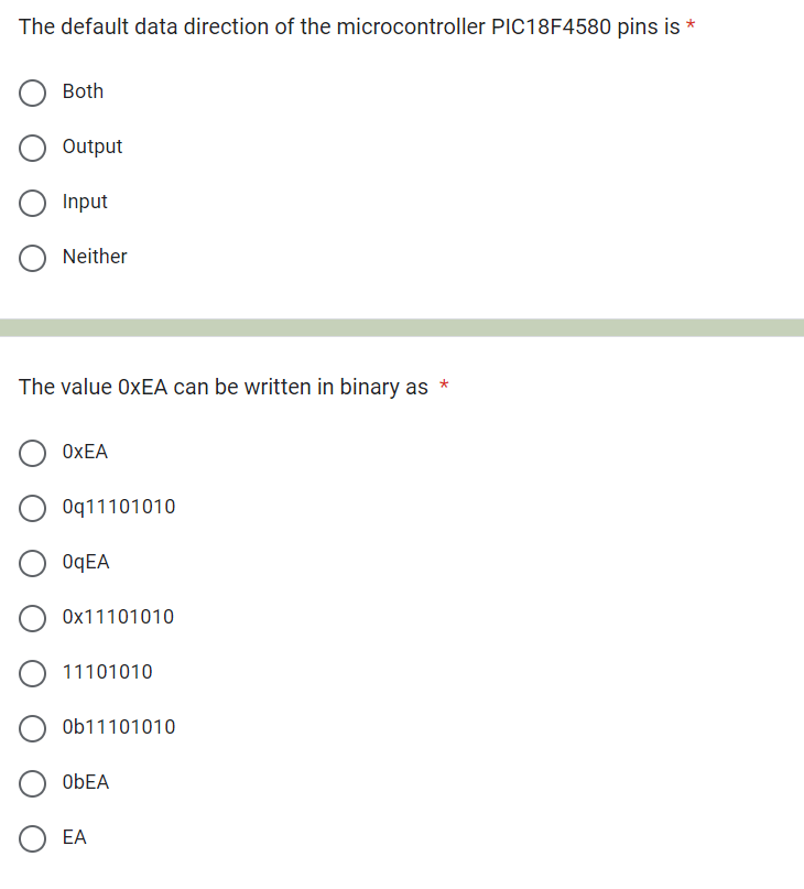 Solved The default data direction of the microcontroller | Chegg.com