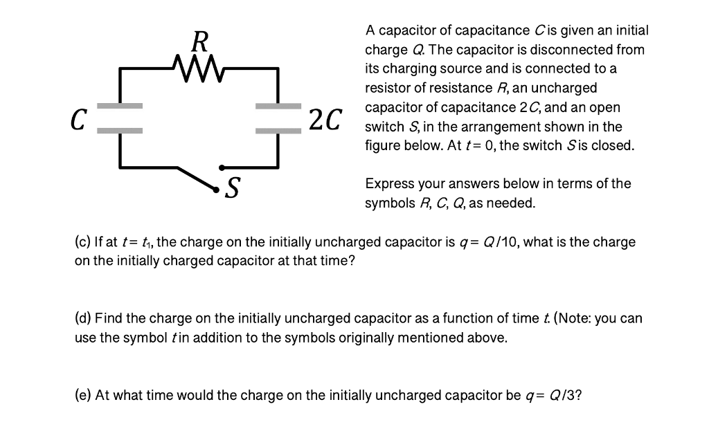 Solved R A capacitor of capacitance Cis given an initial | Chegg.com