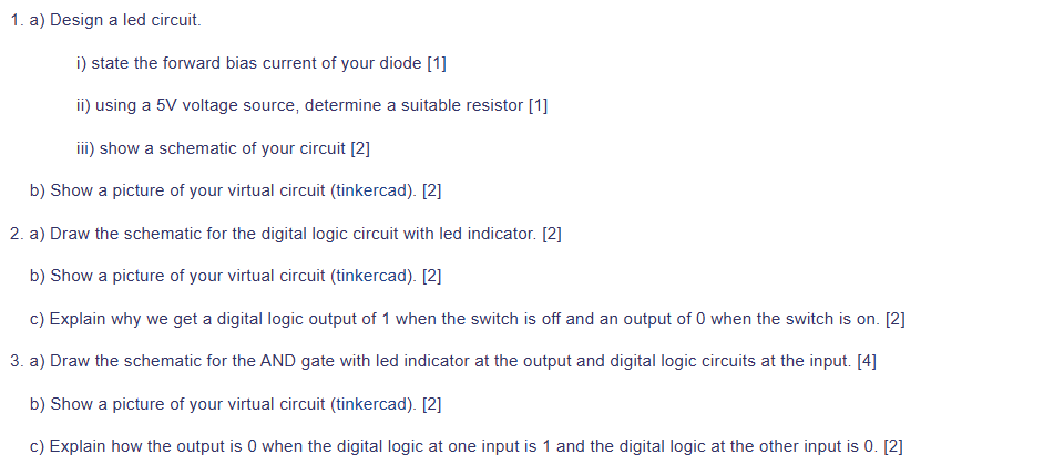 Solved 1. ﻿a) ﻿Design a led circuit.i) ﻿state the forward | Chegg.com