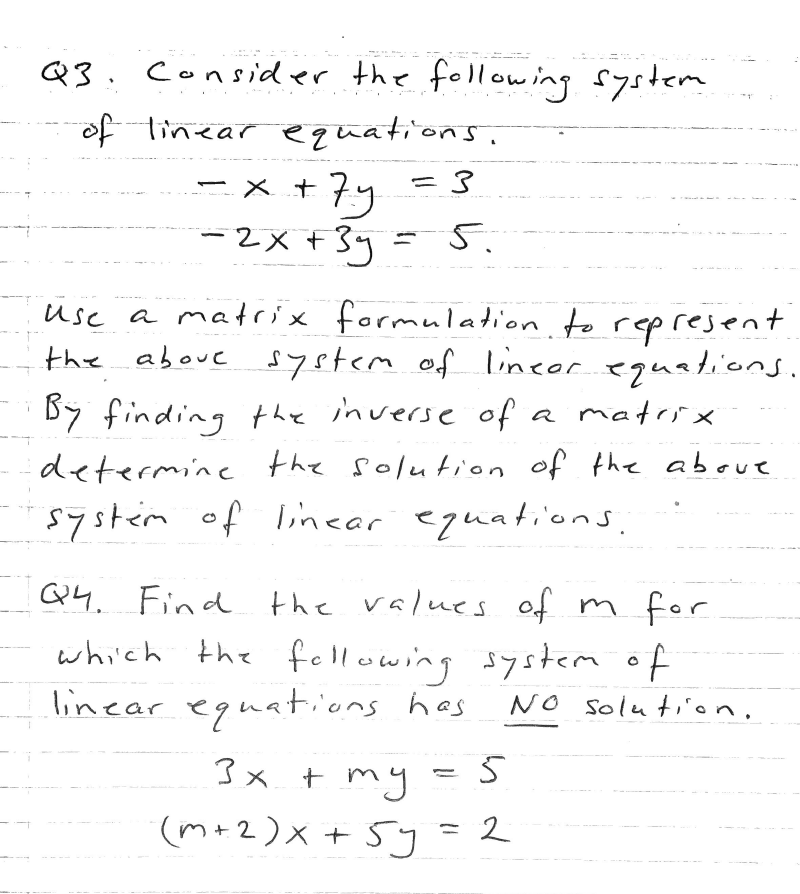 Solved Q1 Using row operations, solve the following system | Chegg.com