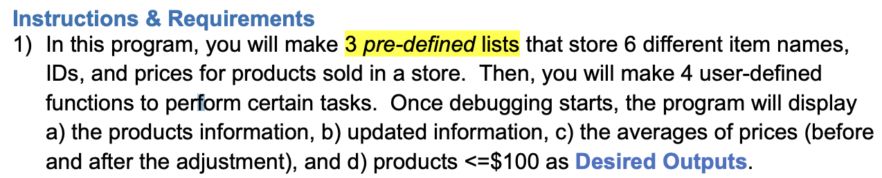 Solved I Need To Create A Python Function Using Lists And Chegg