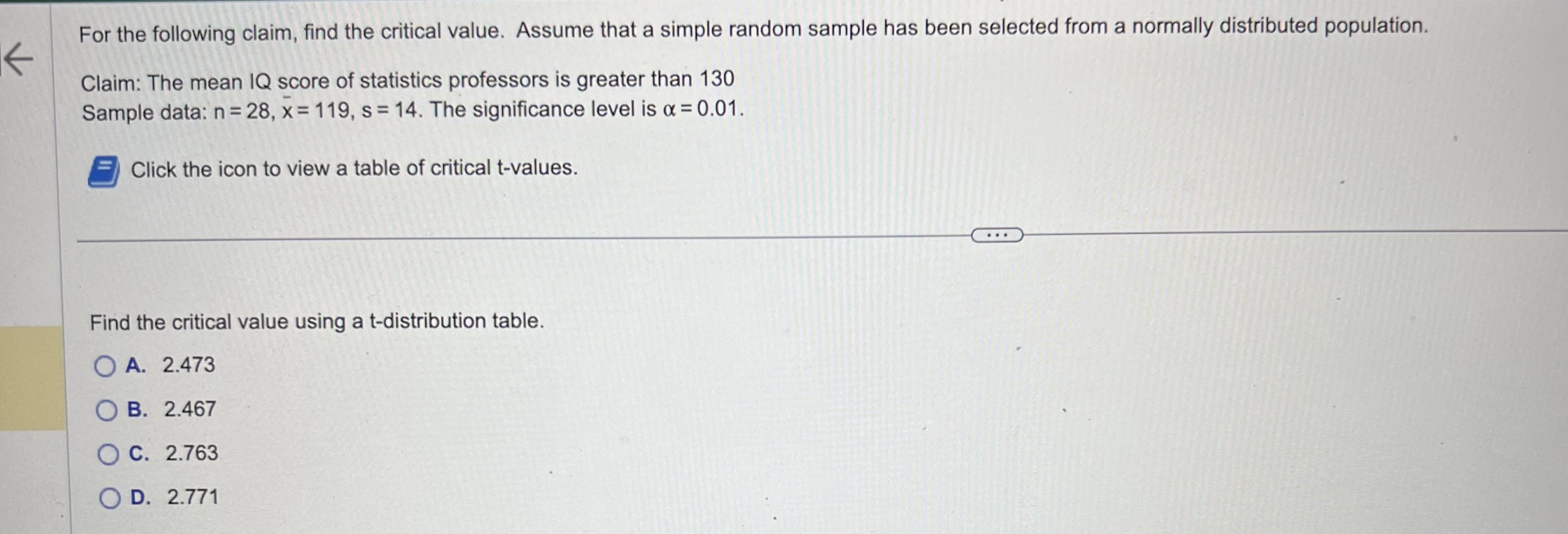 Solved For the following claim, find the critical value. | Chegg.com