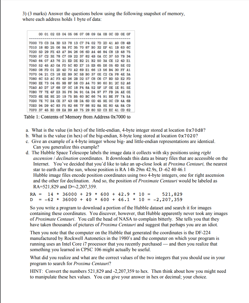 Solved 3) (3 marks) Answer the questions below using the | Chegg.com