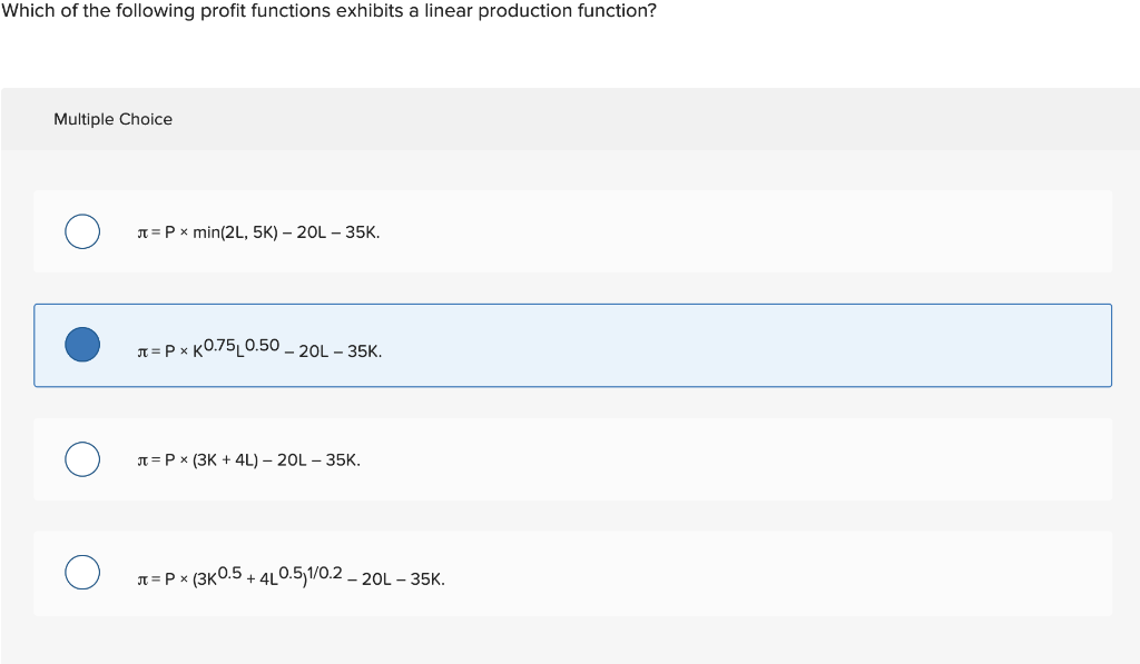 Solved Which of the following profit functions exhibits a | Chegg.com