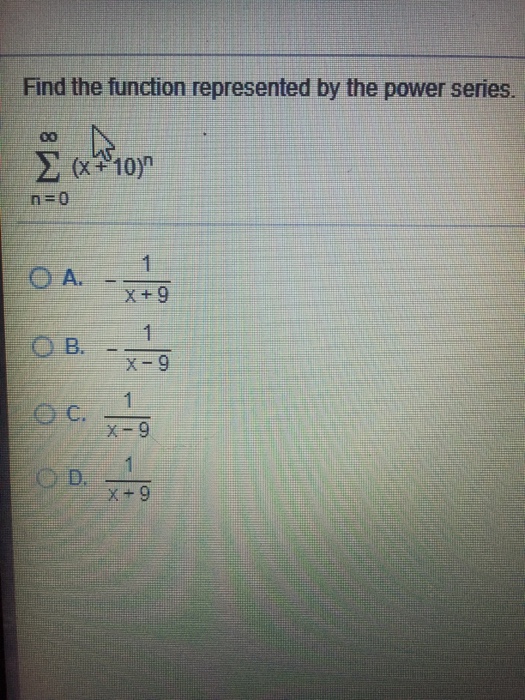 Solved Find the function represented by the power series. | Chegg.com