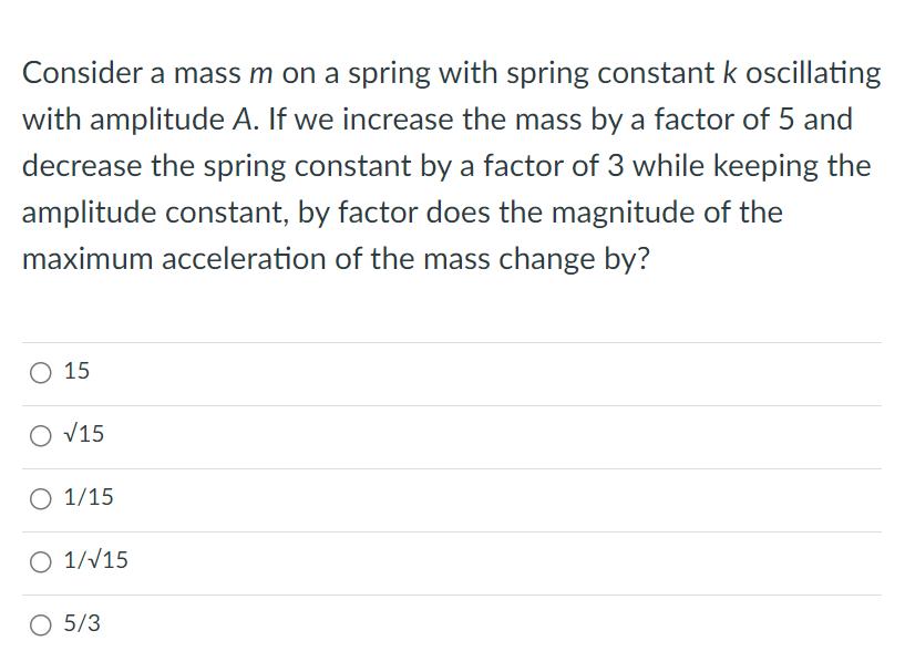 Solved Consider a mass m on a spring with spring constant k | Chegg.com