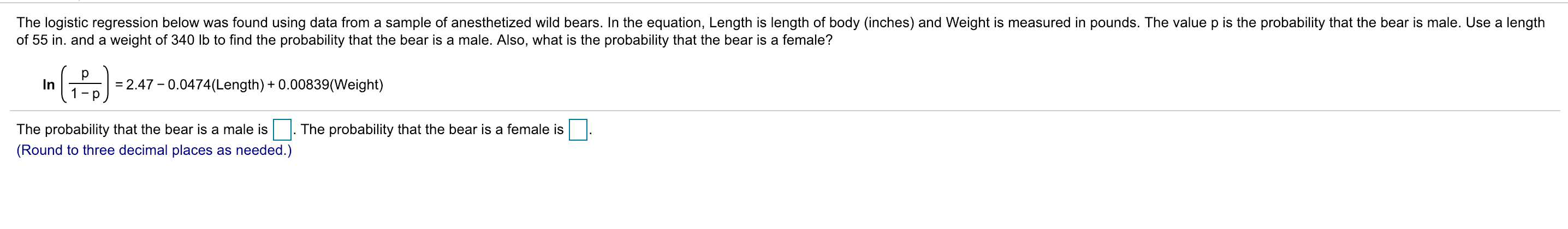 Solved The logistic regression below was found using data | Chegg.com