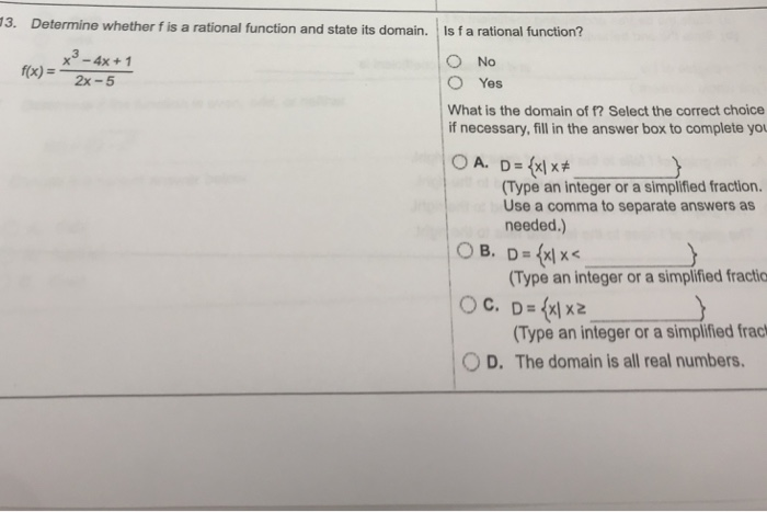 Solved 13. Determine whether f is a rational function and | Chegg.com