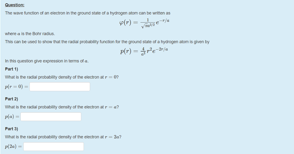 Solved Question The Wave Function Of An Electron In The