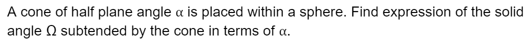 Solved A cone of half plane angle α is placed within a | Chegg.com